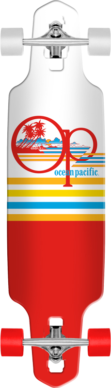 Ocean Pacific Compact Drop Complete Longboard Skateboard - 8" x 31.5 ...